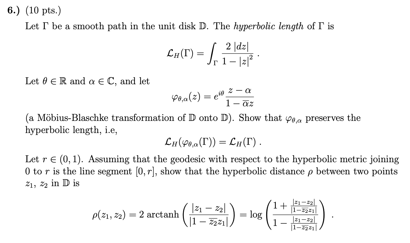 Solved 6.) (10 pts.) Let T be a smooth path in the unit disk | Chegg.com Solved 6.) (10 pts.) Let T be a smooth path in the unit disk | Chegg.com