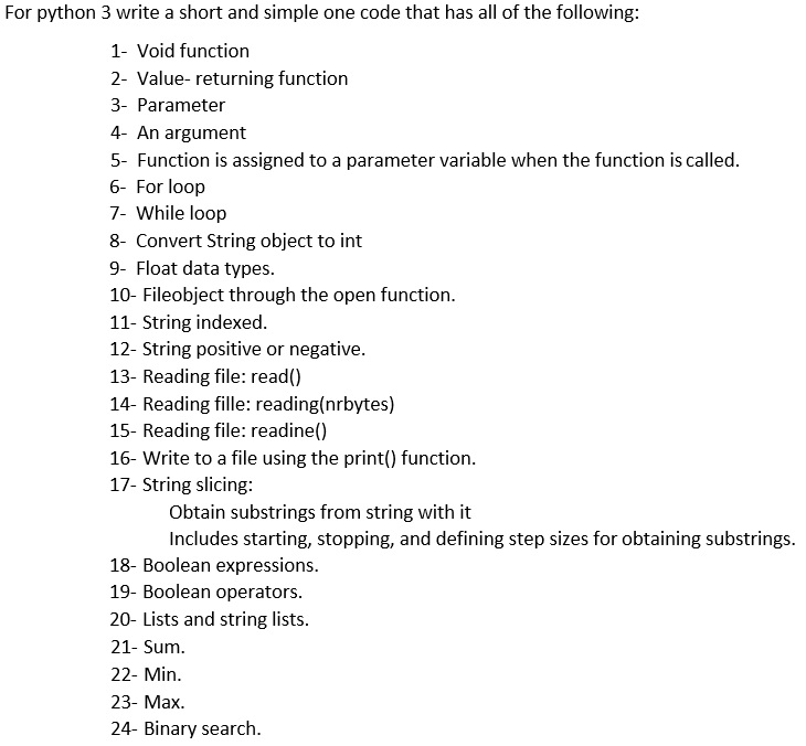 Solved For python 3 write a short and simple one code that | Chegg.com