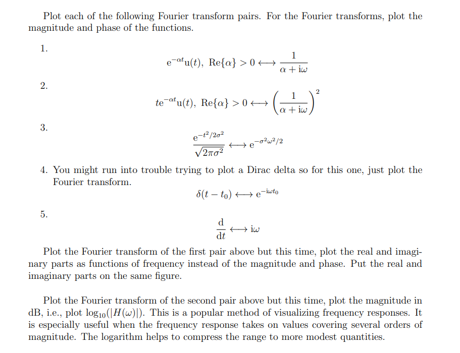 Solved Plot each of the following Fourier transform pairs. | Chegg.com