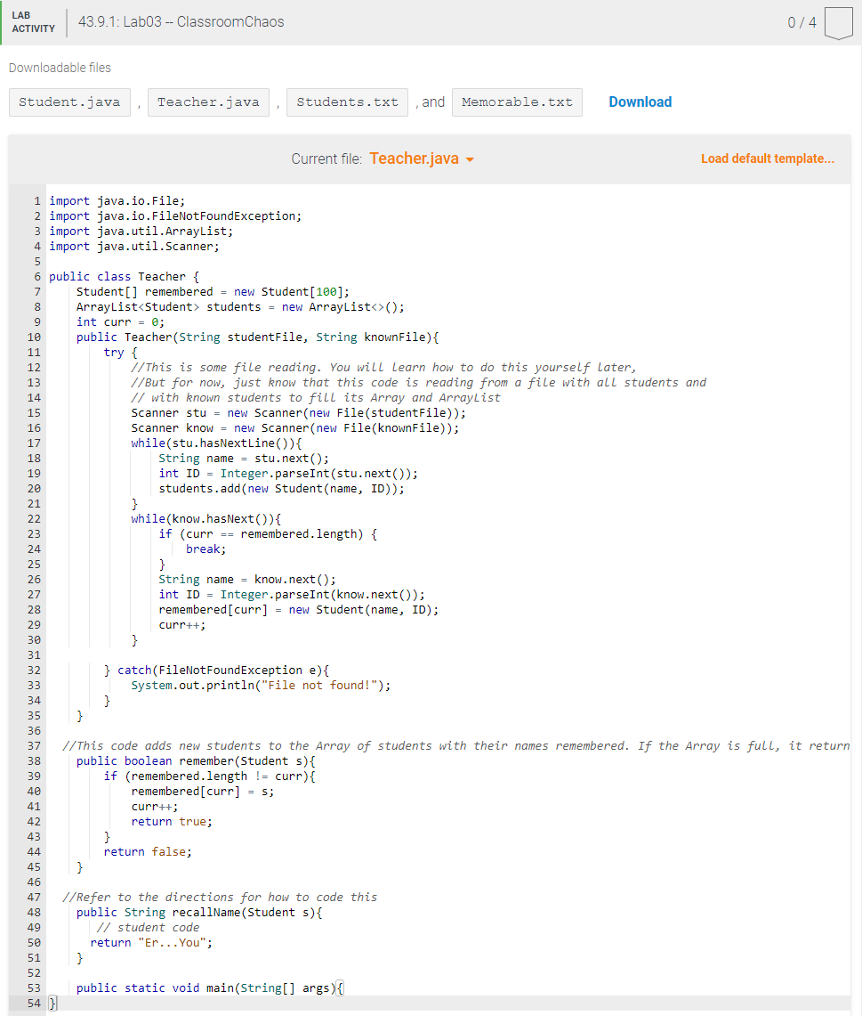 Solved 43.9 Lab03 - Classroom Chaos As your teacher class | Chegg.com