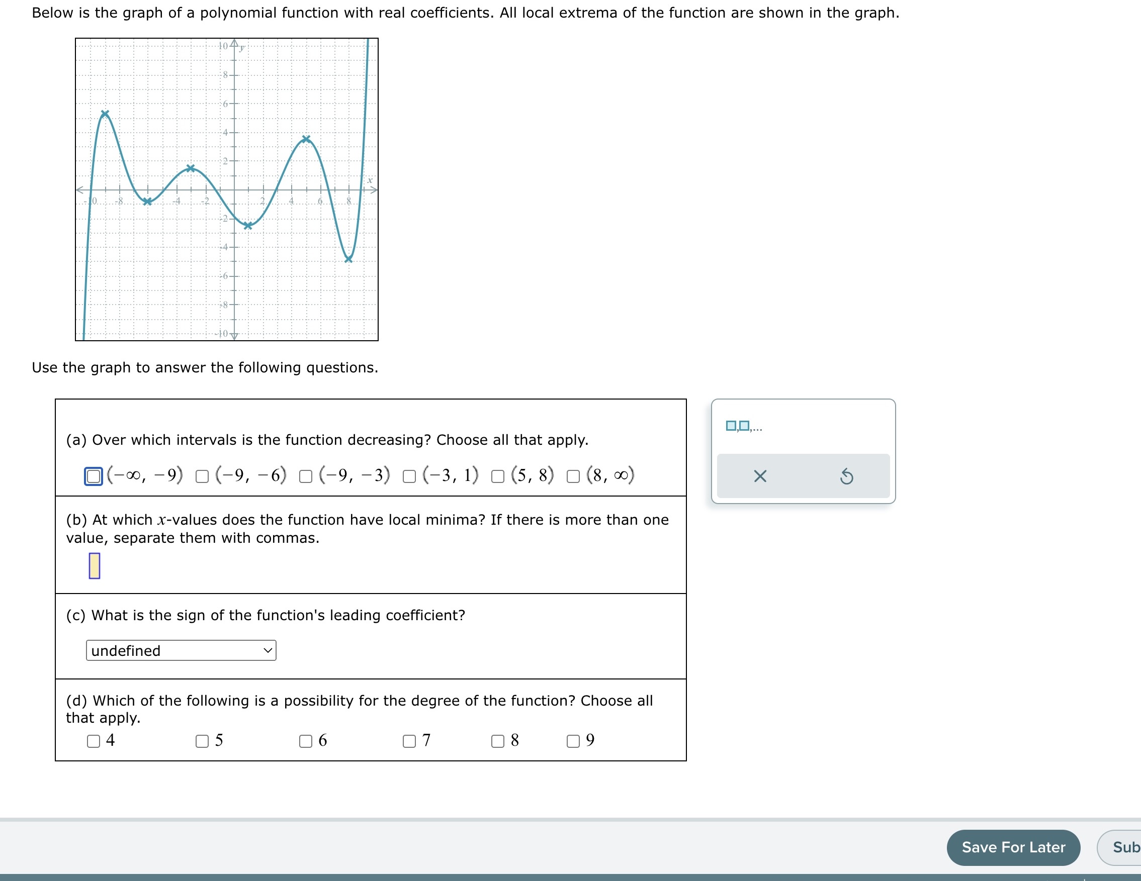 Solved Use the graph to answer the following questions. (a) | Chegg.com