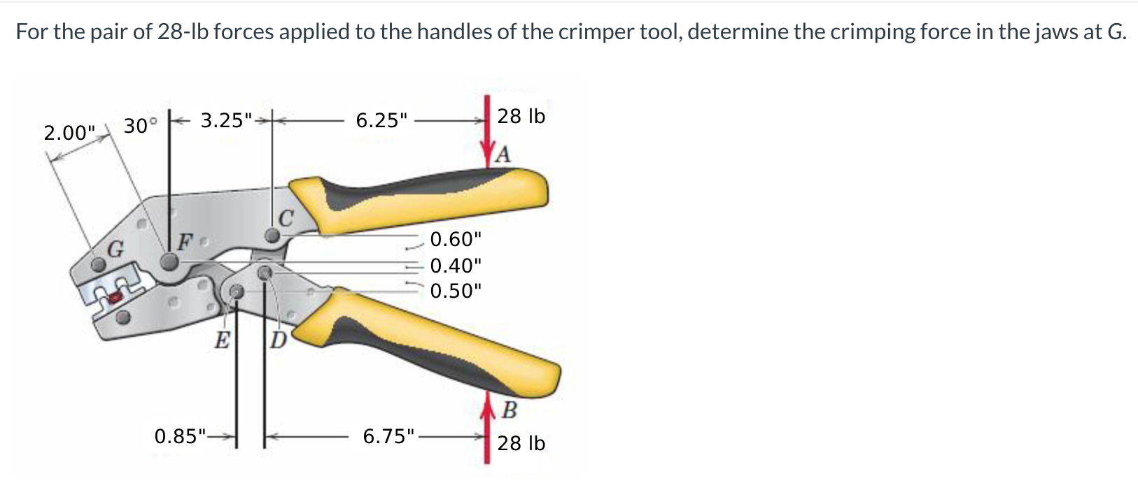 Solved For the pair of 28-lb forces applied to the handles | Chegg.com