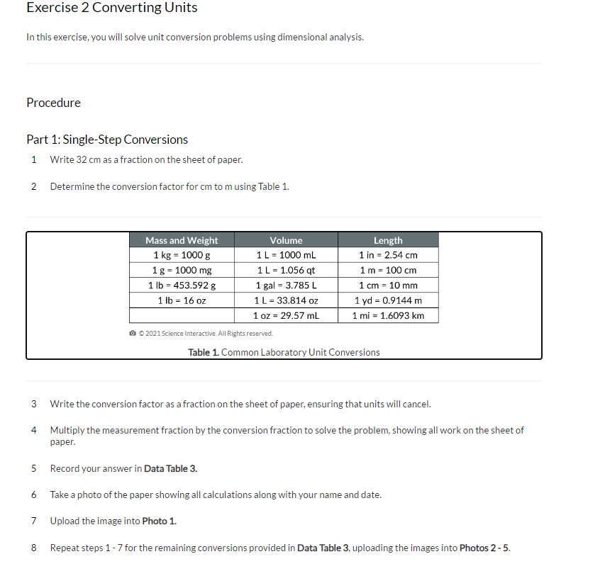 Exercise 2 ﻿Converting UnitsIn this exercise, you | Chegg.com