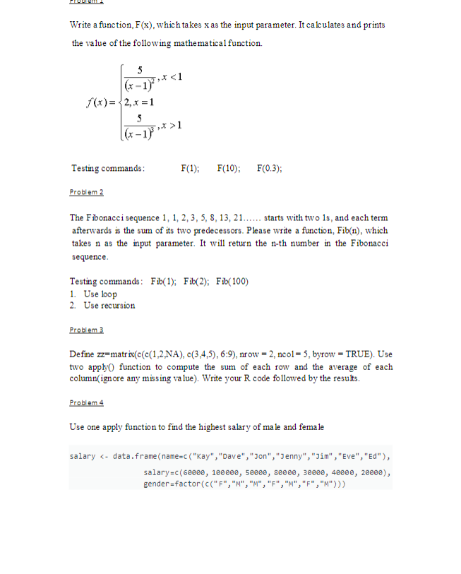 Write a function, F(x), ﻿which takes x ﻿as the input | Chegg.com