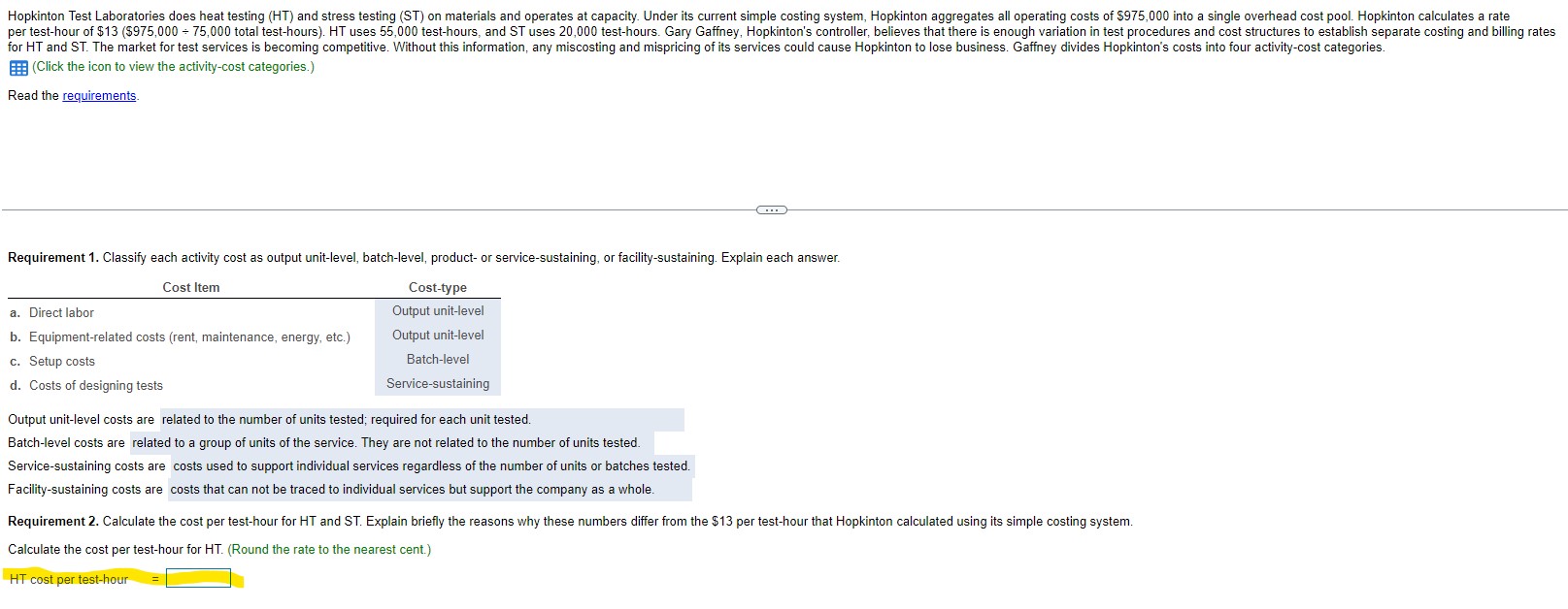 Solved (Click the icon to view the activity-cost | Chegg.com