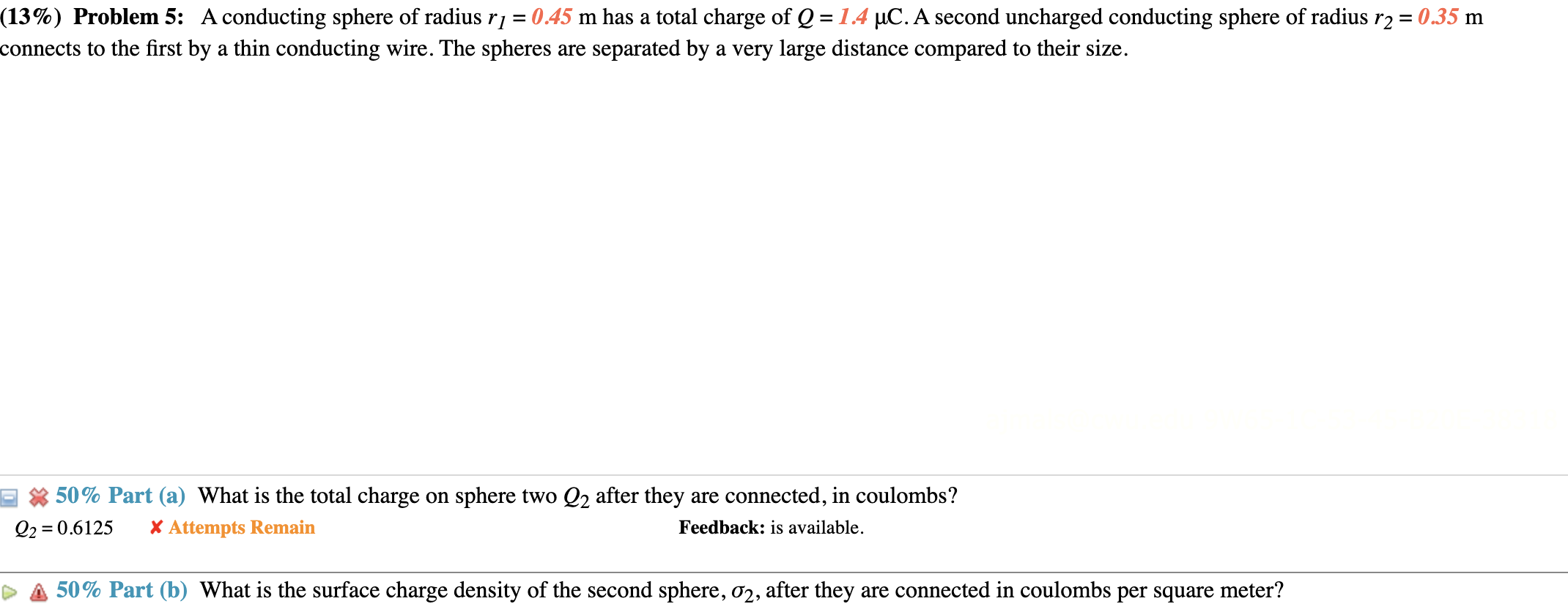 Solved 13\%) Problem 5: A conducting sphere of radius | Chegg.com