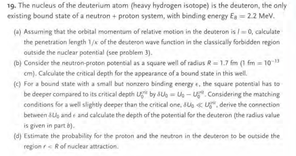 = 19. The nucleus of the deuterium atom (heavy | Chegg.com