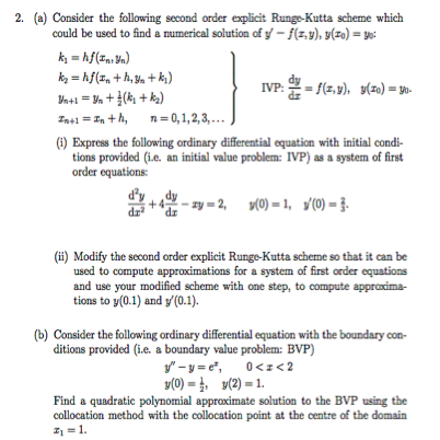 2. (a) Consider the following second order explicit | Chegg.com