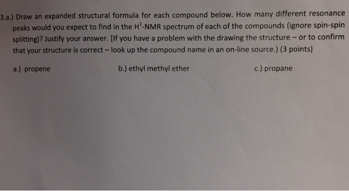 Solved 3.a.) Draw an expanded structural formula for each | Chegg.com