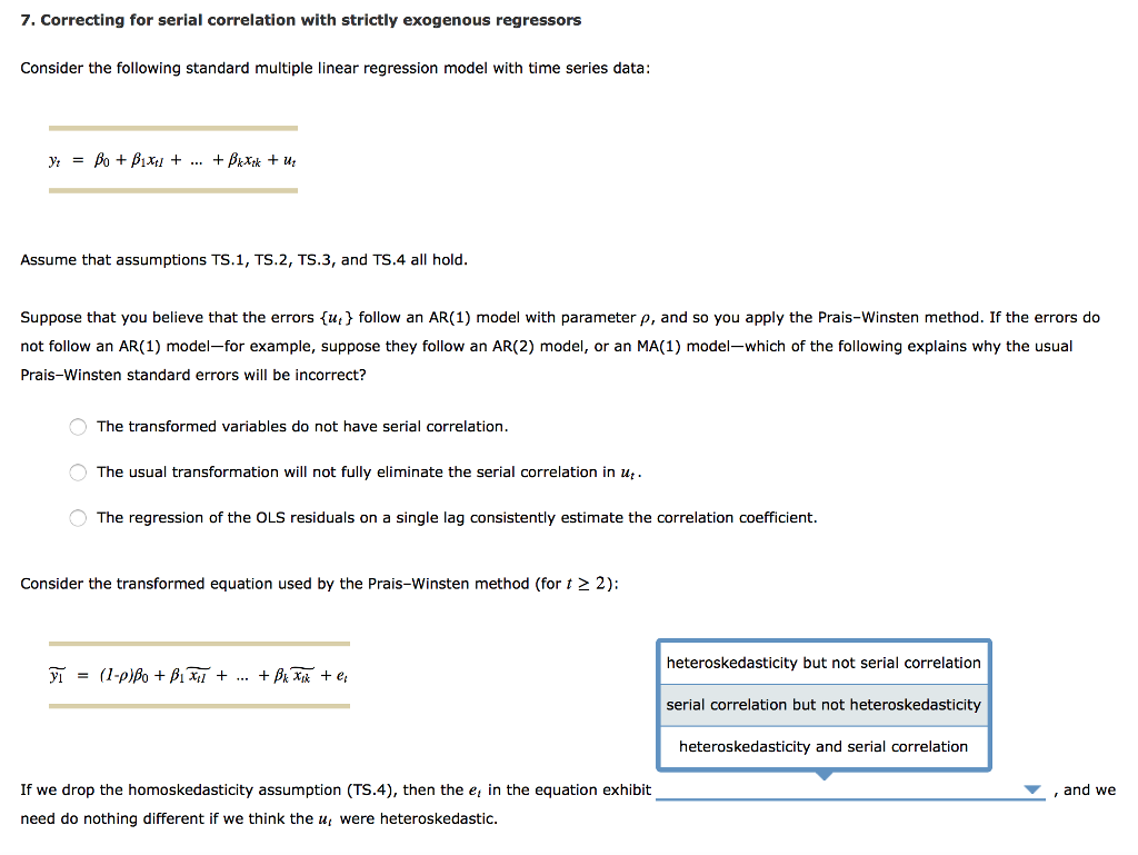 Solved 6. Testing for higher-order serial correlation | Chegg.com