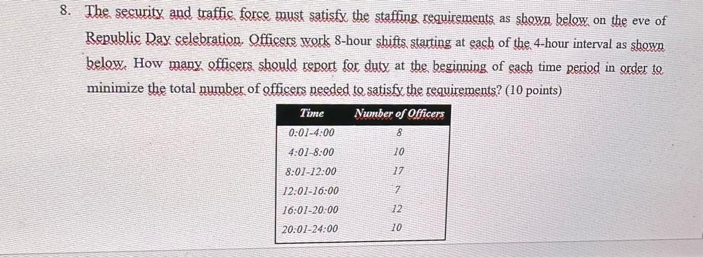 Solved The security and traffic force must satisfy the | Chegg.com