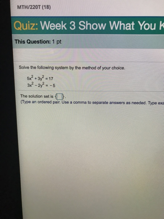 Solved MTH/220T (18) Quiz: Week 3 Show What You k This | Chegg.com
