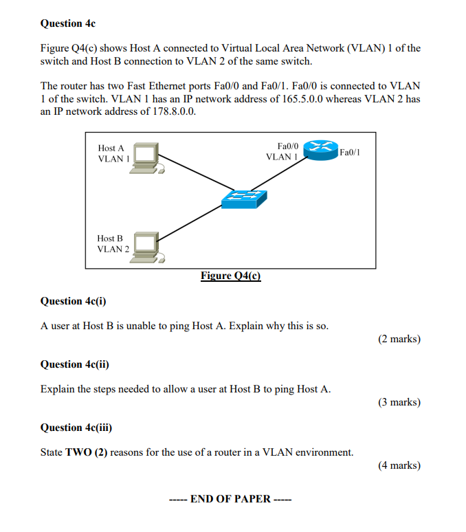 Solved Question 4c Figure Q4(c) shows Host A connected to | Chegg.com