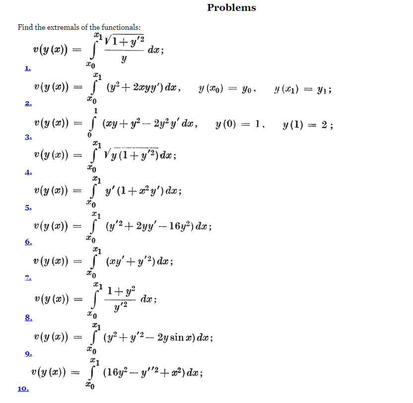 Solved Problems Find the extremals of the functionals: | Chegg.com