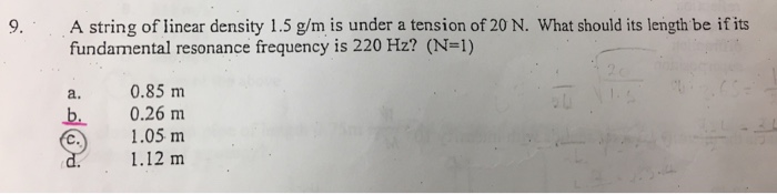 Solved A string of linear density 1.5 g/m is under a tension | Chegg.com