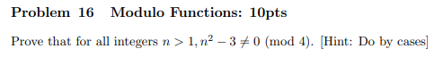 Solved Problem 16 Modulo Functions: 10pts Prove that for all | Chegg.com