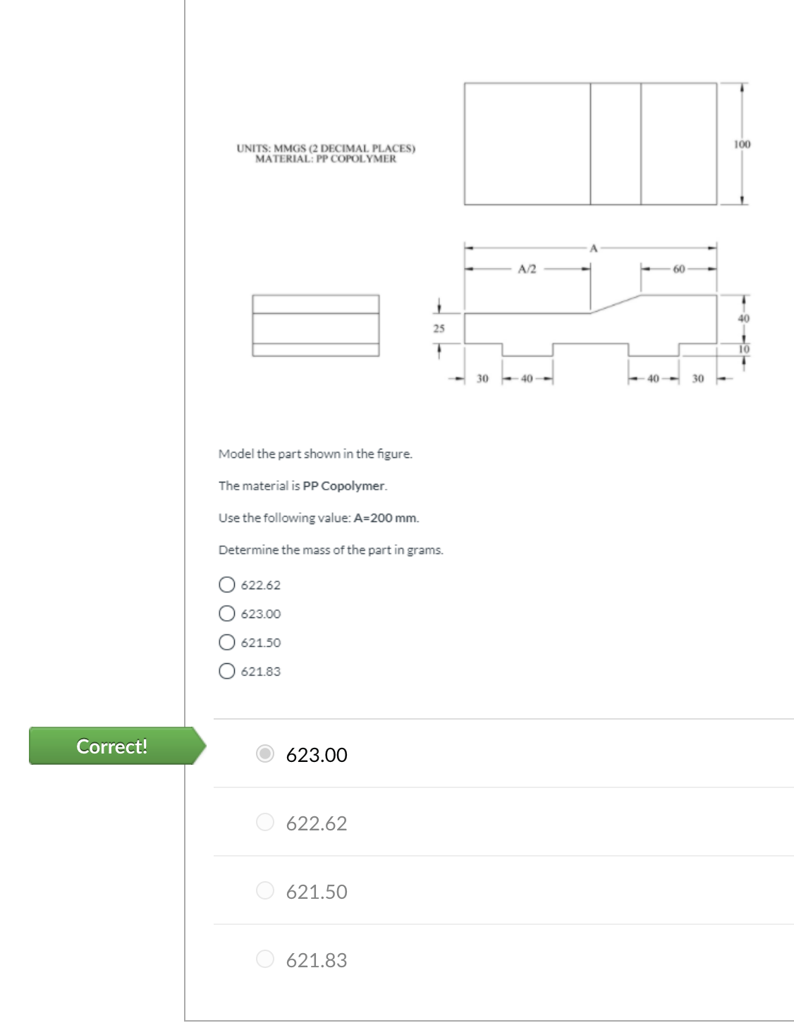 Solved Model the part shown in the figure. The material is | Chegg.com