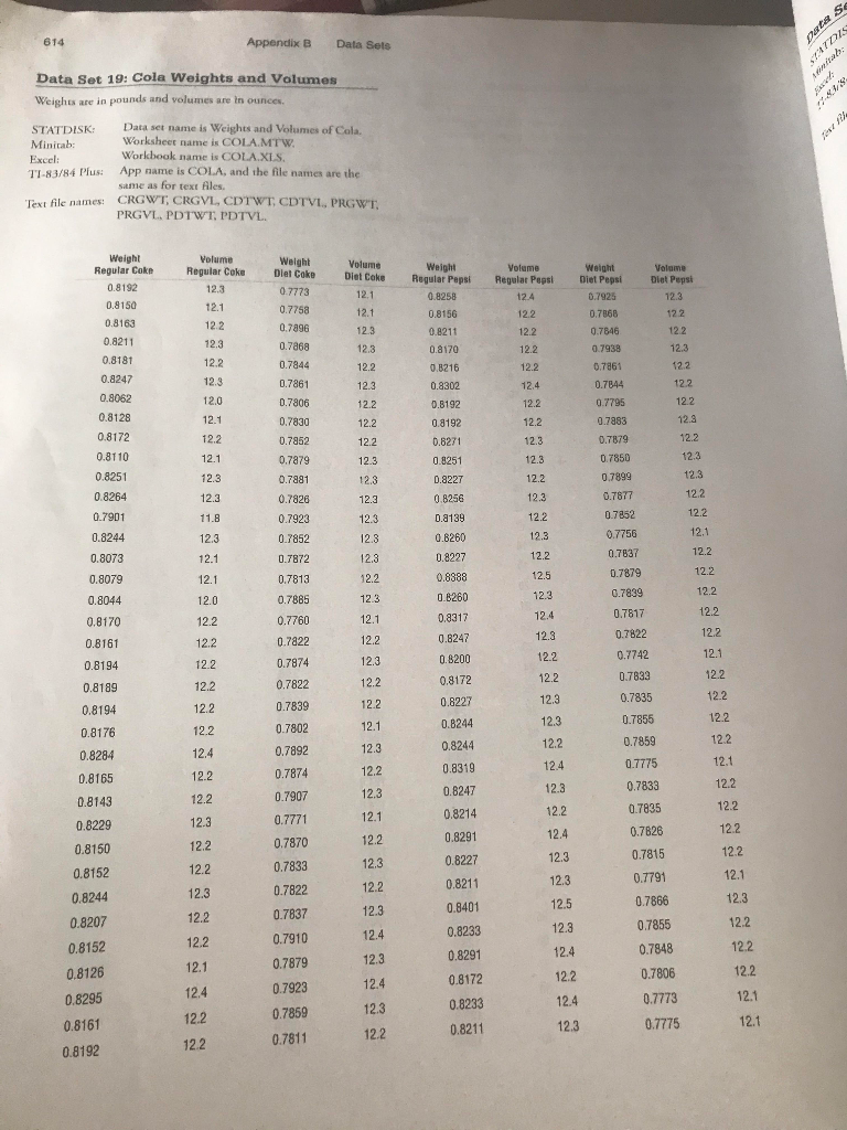 Solved Cans of Pepsi Repeat the preceding exercise using | Chegg.com