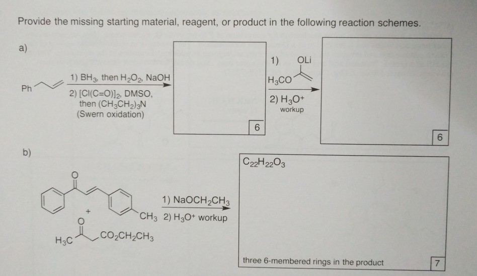 Solved Provide the missing starting material, reagent, or | Chegg.com