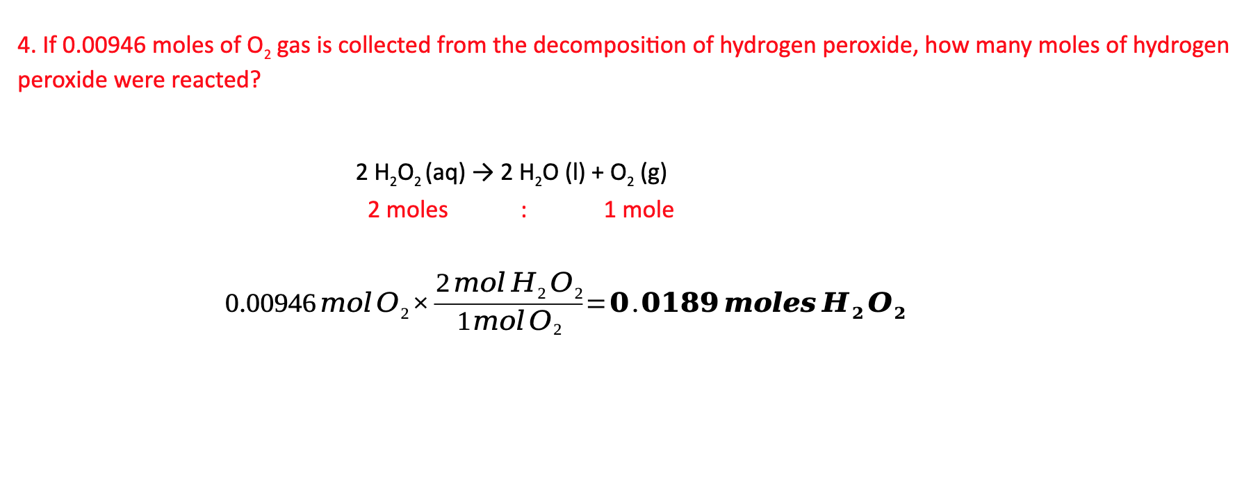 Solved Decomposition of Hydrogen Peroxide. Please help solve | Chegg.com