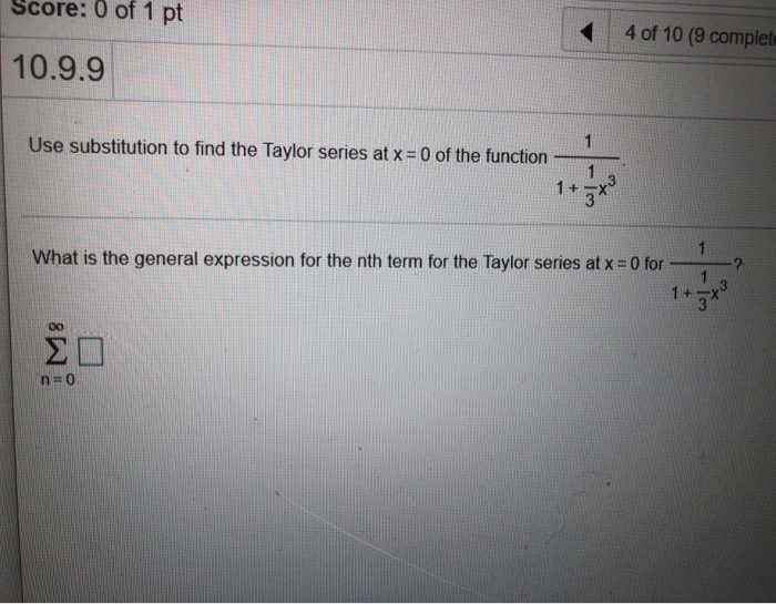 Solved Use substitution to find the Taylor series at x=0 of | Chegg.com