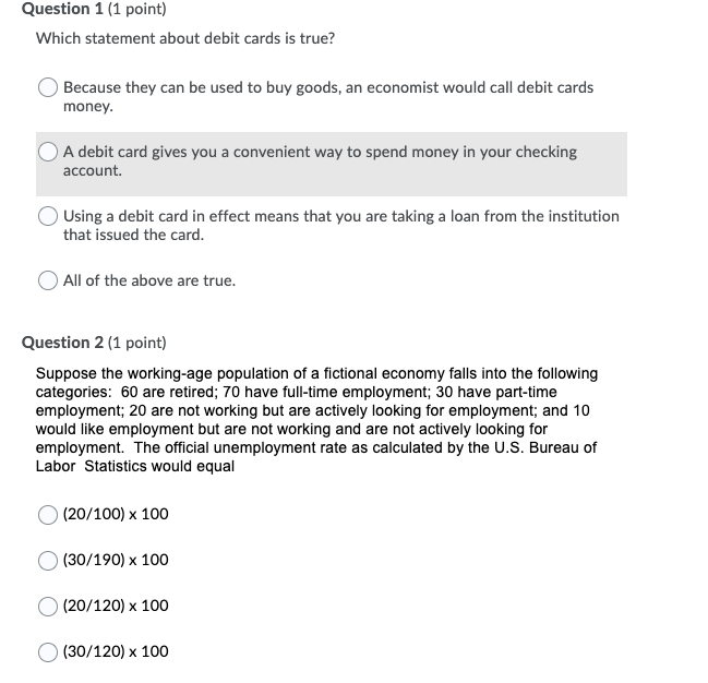 Solved Question 1 (1 point) Which statement about debit | Chegg.com
