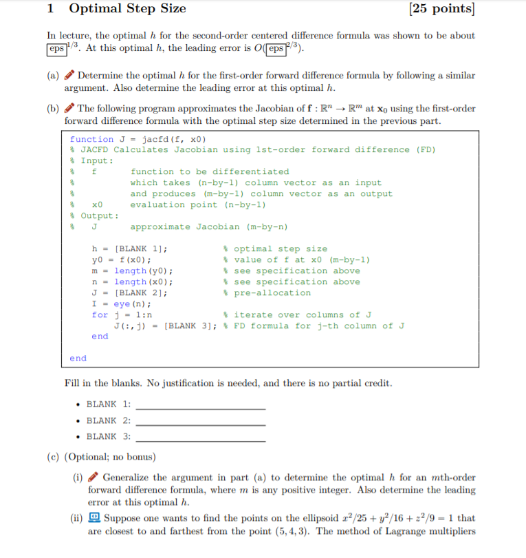 Solved Optimal Step Size 25 Points In Lecture The Optimal 9020