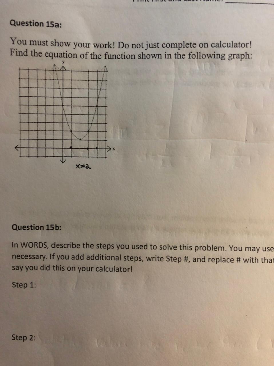 Solved Question 15a: You must show your work! Do not just | Chegg.com
