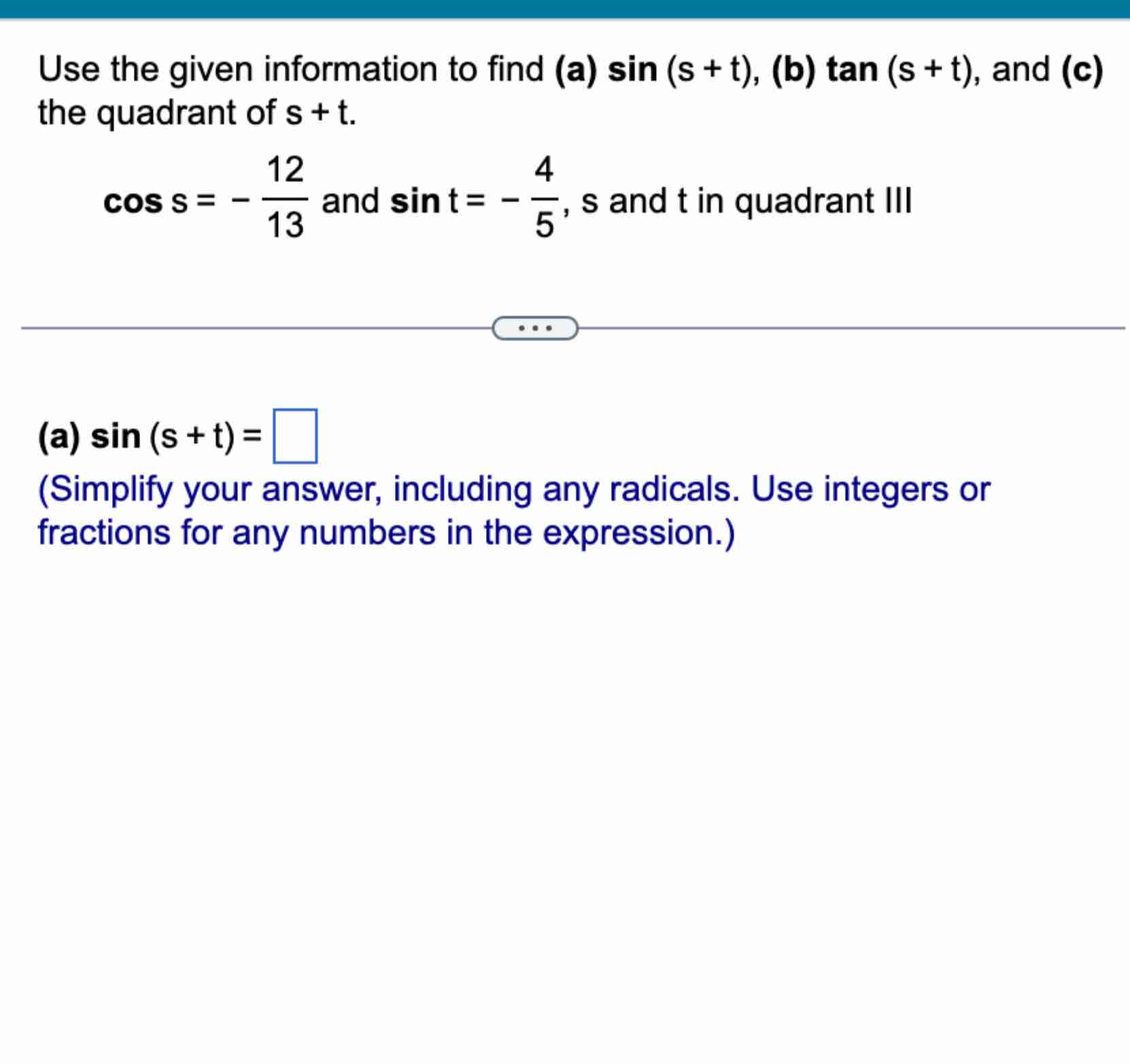 Solved Use the given information to ﻿find | Chegg.com