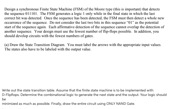 Solved Design a synchronous Finite State Machine (FSM) of | Chegg.com