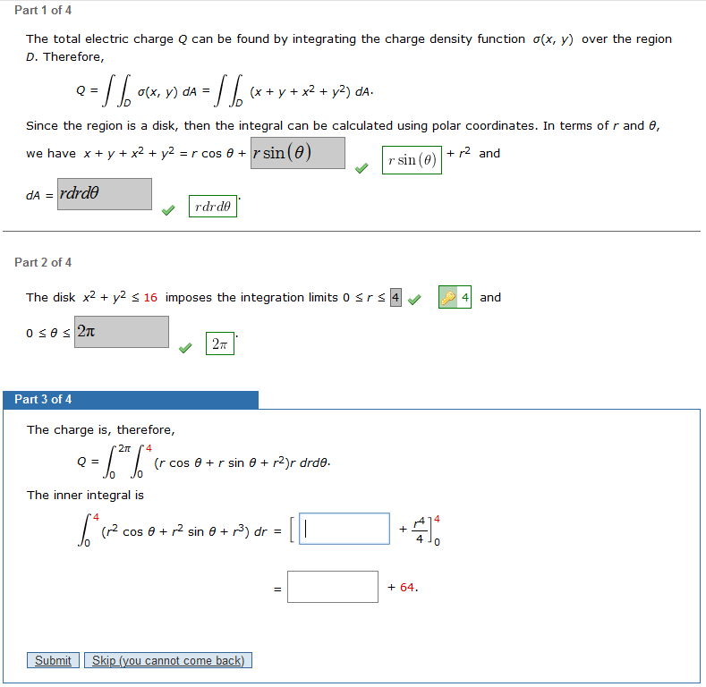 Solved Part 1 of 4 The total electric charge Q can be found | Chegg.com