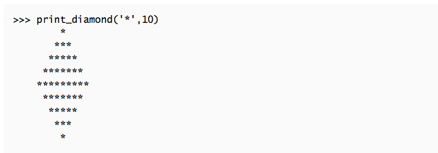 Solved Write a function print_diamond(ch, height) that | Chegg.com