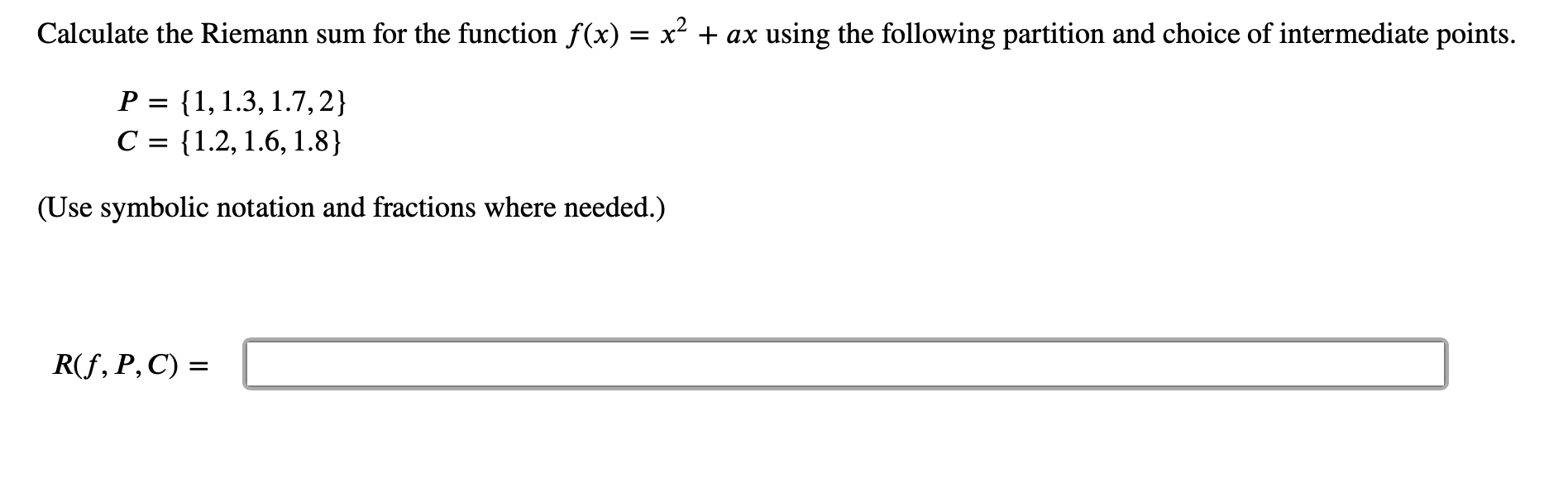 Solved Calculate The Riemann Sum For The Function Fx X2 