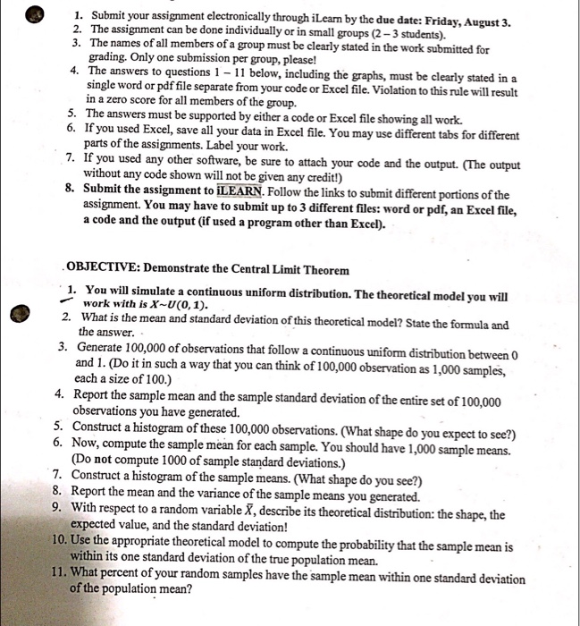 Solved 1. Submit your el 2. The assignment can be done | Chegg.com