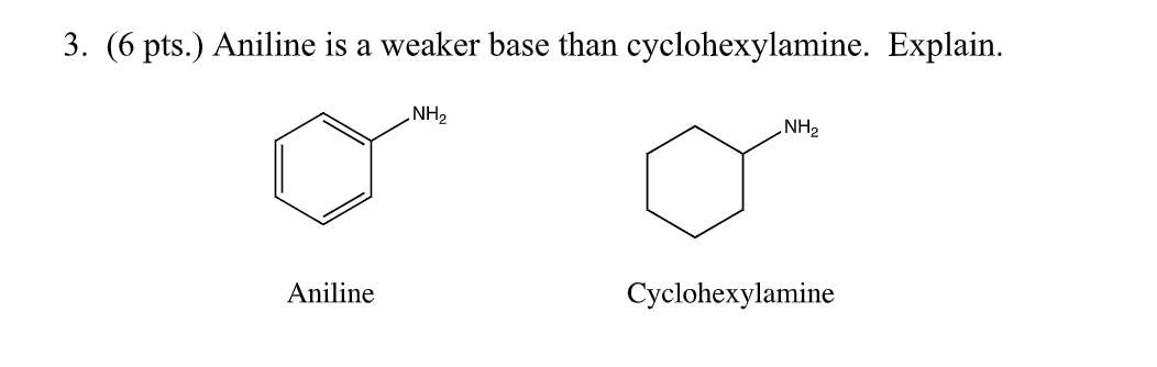 Solved 3. (6 pts.) Aniline is a weaker base than | Chegg.com