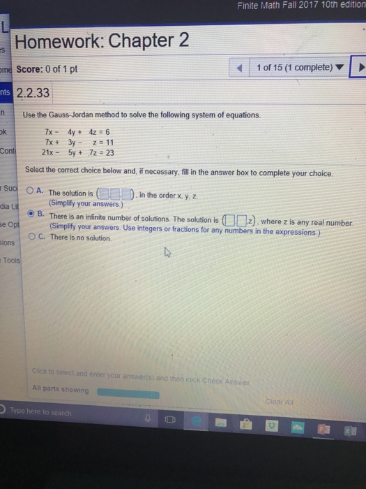 Solved Finite Math Fall 2017 10th edition Homework: Chapter | Chegg.com