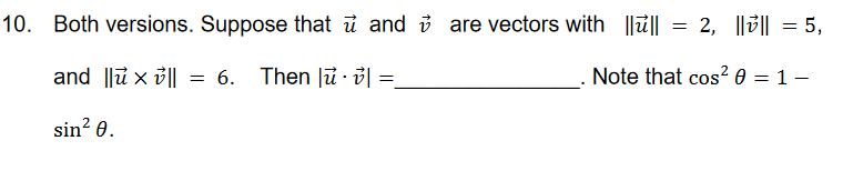 Solved 10. Both versions. Suppose that u and v are vectors | Chegg.com