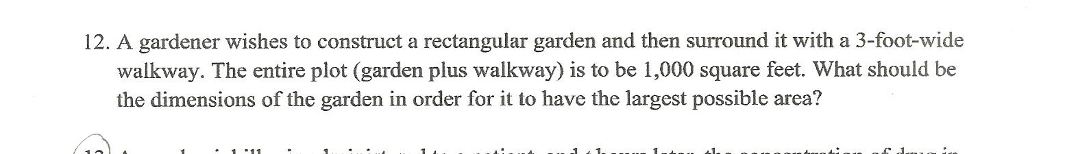 Solved 12. A gardener wishes to construct a rectangular | Chegg.com