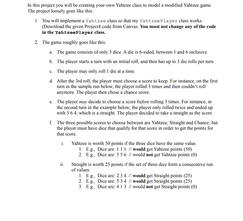 Solved This is in java. Code that is shown is the yahtzee | Chegg.com