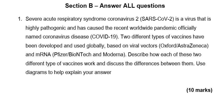 Solved Section B-Answer ALL questionsSevere acute | Chegg.com