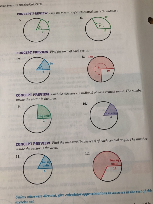Solved dian Measure and the Unit Circle CONCEPT PREVIEW Find | Chegg.com