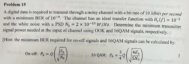 Solved Problem 15A digital data is ﻿required to ﻿transmit | Chegg.com