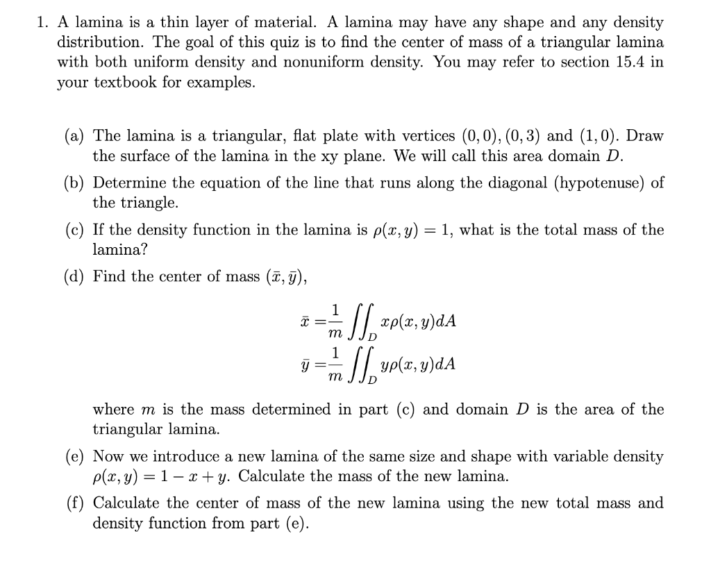 Solved 1. A lamina is a thin layer of material. A lamina may | Chegg.com