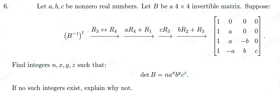 Solved 6. Let a, b, c be nonzero real numbers. Let B be a 4 | Chegg.com