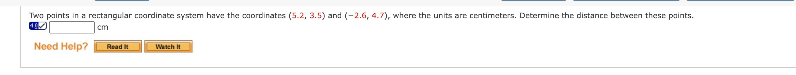 Solved Two points in a rectangular coordinate system have | Chegg.com