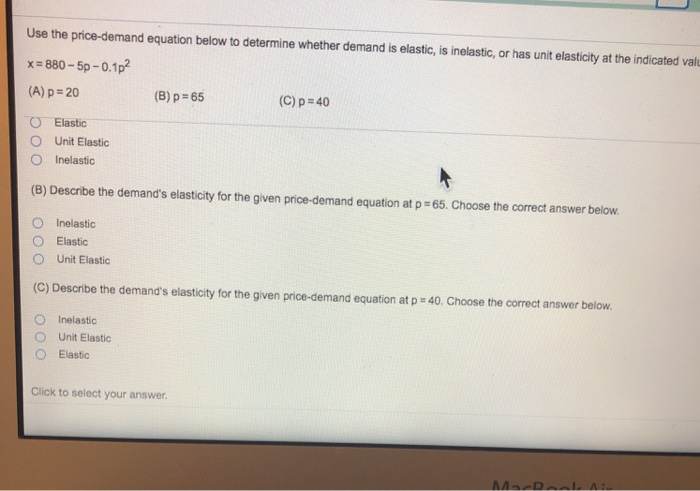 Solved Use the price-demand equation below to determine | Chegg.com