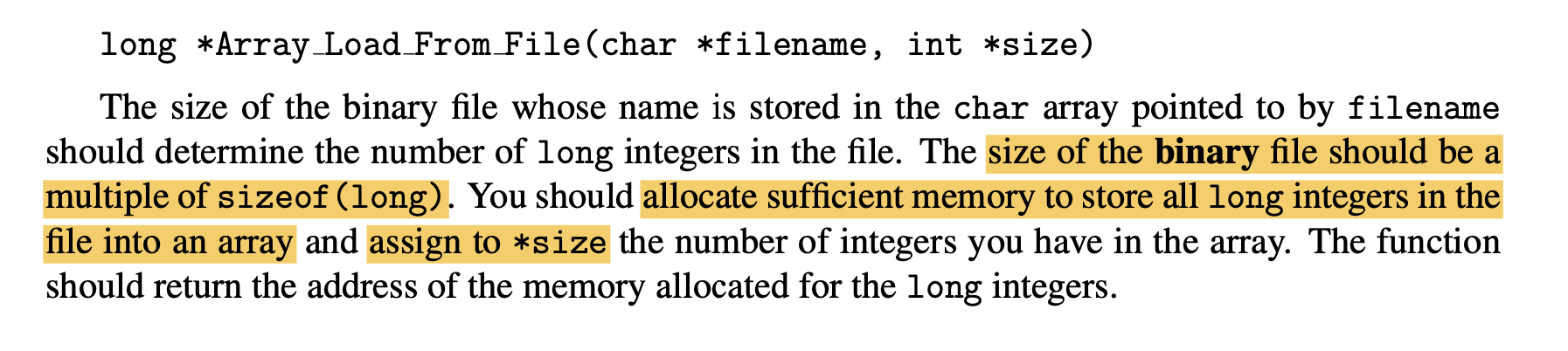 Solved Write the function Array Load From File in C | Chegg.com
