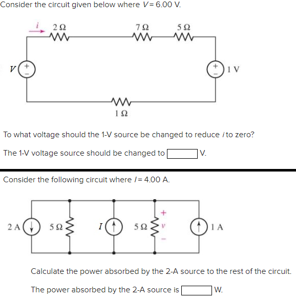 Solved Consider the circuit given below where V=6.00V.To | Chegg.com