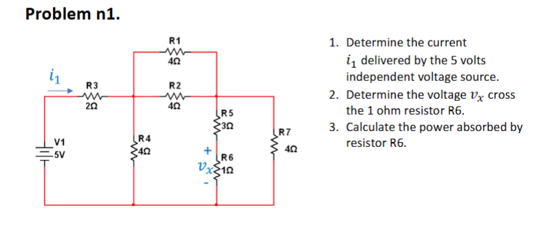 Solved Problem n1. 1. Determine the current i1 delivered by | Chegg.com