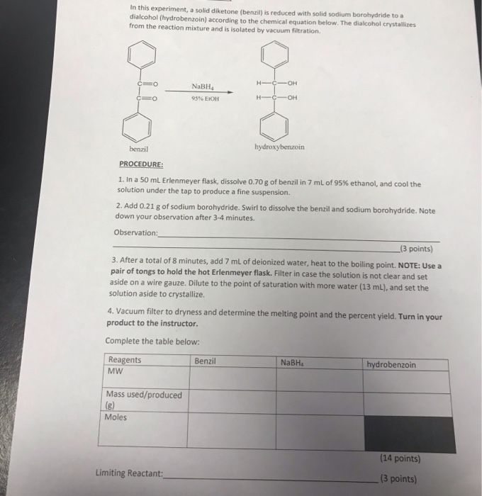 Solved In this experiment, a solid diketone (benzil) is | Chegg.com